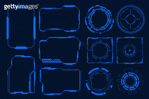 Vector set futuristic frame HUD technology cyberpunk design element ...