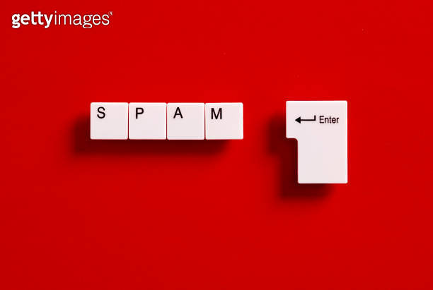 Online spam messages or sending spam messages concept. Computer ...
