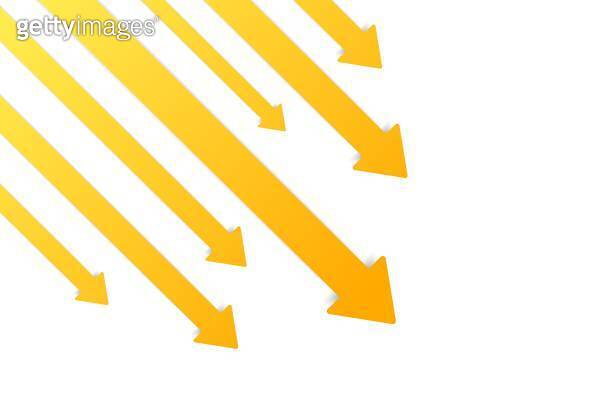 Arrows down. Flat, yellow, arrows show negative growth, arrows indicate ...