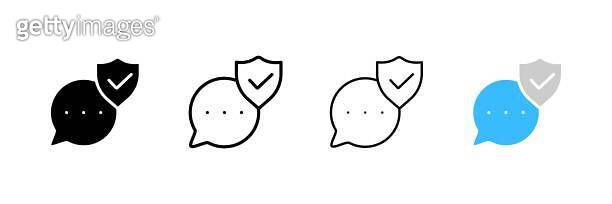 Secure message icons. Different styles, message bubble with shield ...
