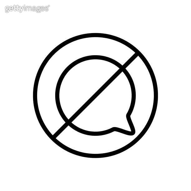 Crossed out message bubble icon. Outline, notifications disabled ...