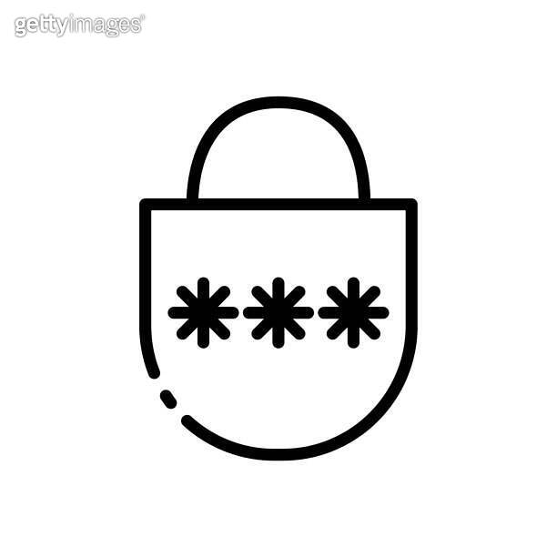 Combination lock icon. Outline, black, three digit code, combination ...
