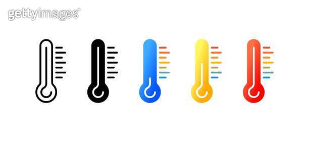 Thermometer. Flat, color, thermometer icons, measure temperature with a ...