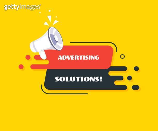 Advertising solutions icon. Pop art style. Speech bubble. Advertising ...