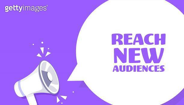 Reach new audiences icon. Pop art style. Speech bubble. Reach new ...
