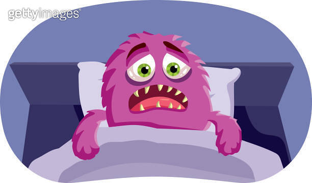 Monster Sleeping and Having a Nightmare Funny Vector Cartoon ...