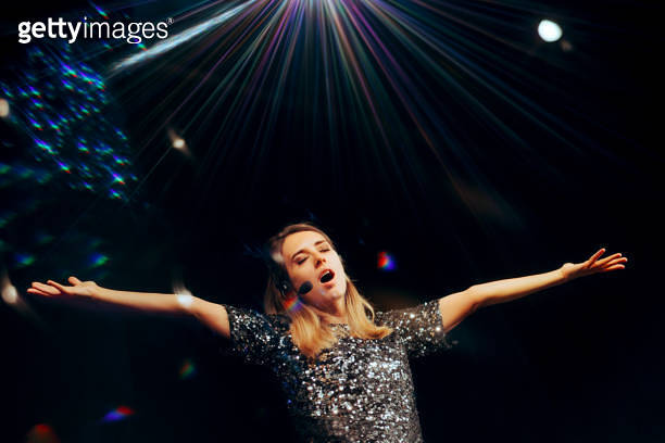 Happy Singer Performing on a Stage at her Own Show 이미지 (1760806218 ...