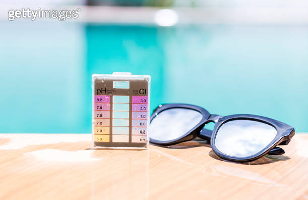 Mini water tester test kit for measuring pH and chlorine and sunglasses ...
