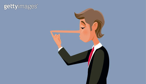 Lying Businessman Touching his Growing Nose Vector Cartoon Illustration ...