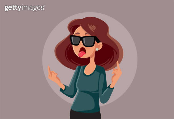 Arrogant Woman Flipping People Off Vector Cartoon illustration ...