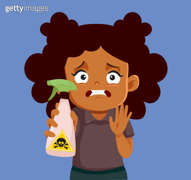 Child Holding a Toxic Recipient Feeling Unsafe Vector Cartoon ...