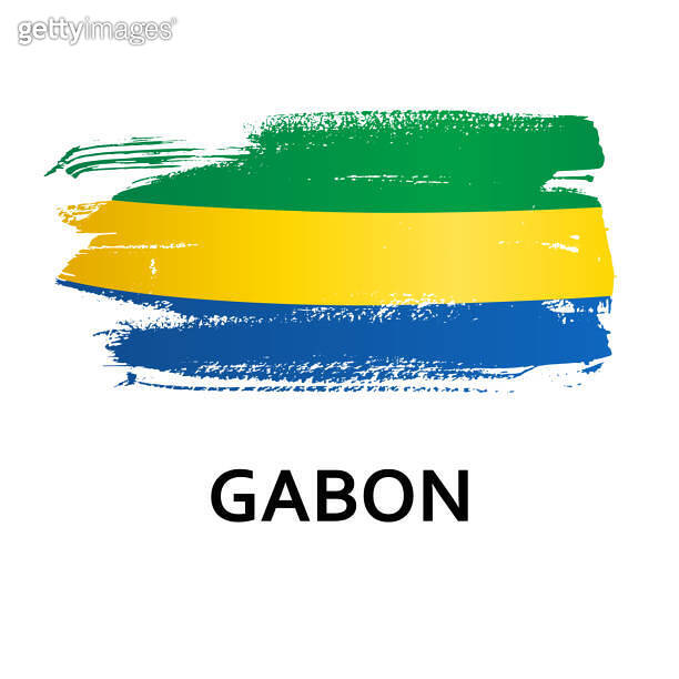 National symbols - flag of Gabon isolated on white background. Hand ...