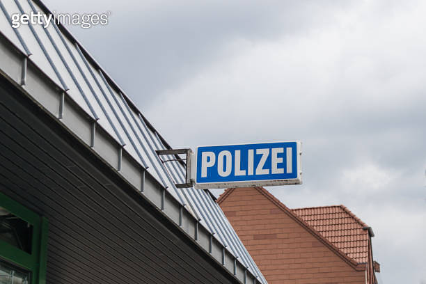 Polizei sign at the facade of a police station in germany. 이미지 ...