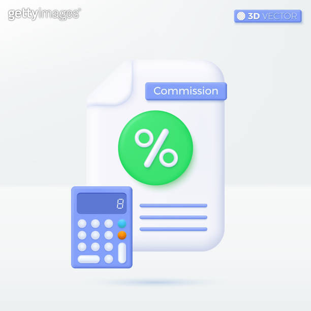 Commission Document and calculator icon symbols. earnings forecast ...