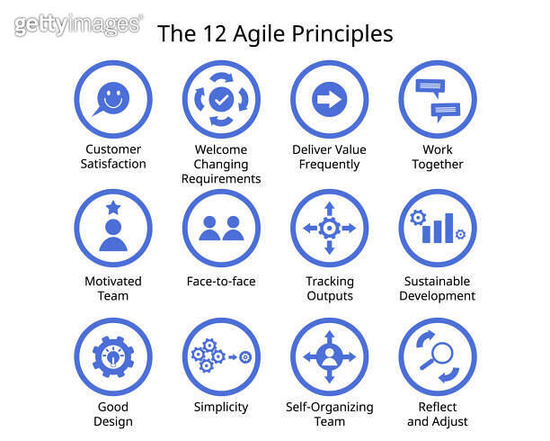 12 Principles of Agile Project Management icon 이미지 (1817451993) - 게티이미지뱅크