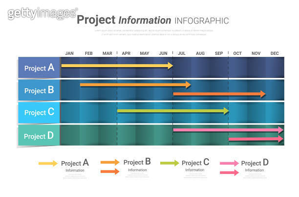 Calendar planner for 12 months or timeline chart, Modern colorful chart ...