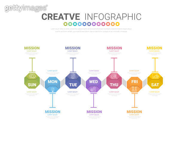 Week Timeline, Timeline diagram calendar 7 day, 7 options, infographic ...