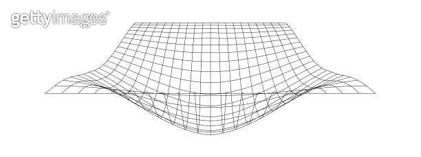 Distorted Grid Surface Mesh Warp Texture Bented Lattice Isolated On White Background