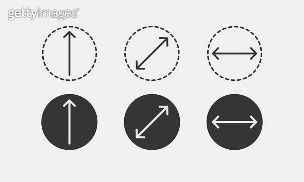 Circle dimension, arrows of round area. Measure of place with length ...