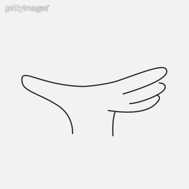 Open hand giving or receiving line illustration. Sketch hand gesture ...