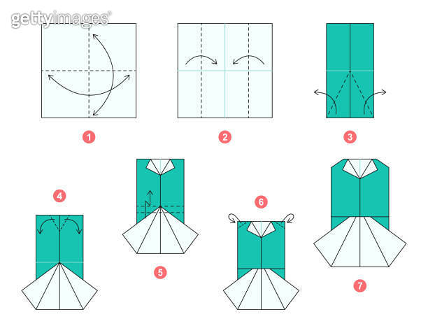 Blouse and skirt origami scheme tutorial moving model. (1640970191 ...