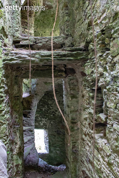 Derry Castle ruin in the summer light, county Cork Ireland 이미지 ...