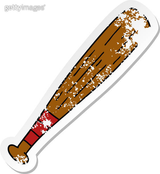 hand drawn distressed sticker cartoon doodle of a baseball bat ...
