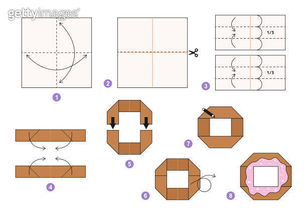 Donut origami scheme tutorial moving model. Origami for kids ...