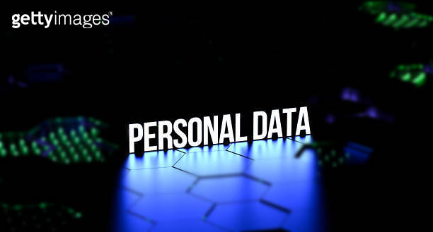 PERSONAL DATA text, word neon. Personal data concept of personal data ...