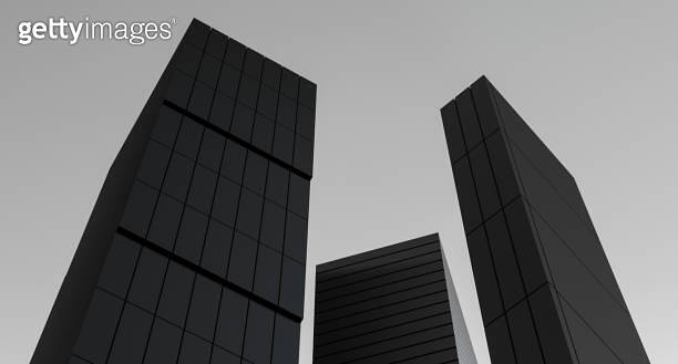 Abstract dark buildings, minimal structures. Modern construction ...