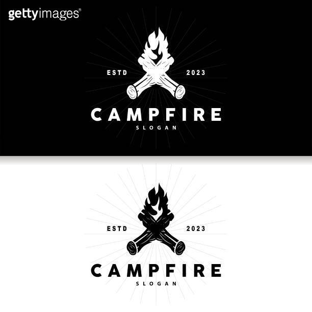 Campfire symbol, Bonfire Vector, Adventure Design Retro Vintage ...