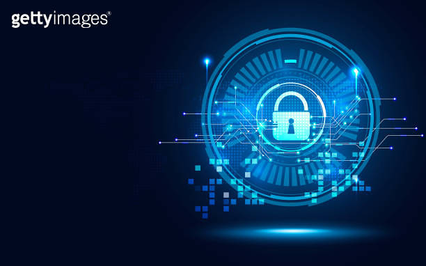 Cyber Security Padlock Blue Abstract Digital Binary Code Background 9297