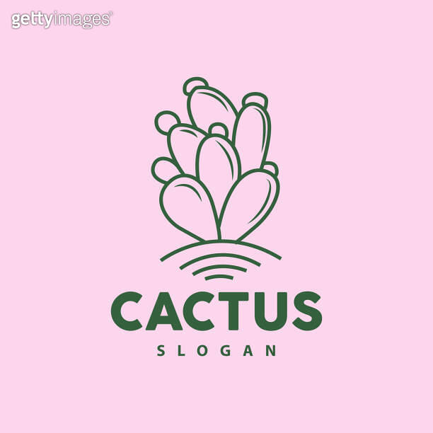 Cactus Logo, Desert Green Plant Vector, Simple Design Elegant Line Style, Icon Illustration ...