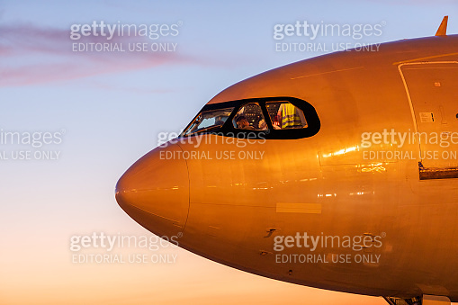Moalem Aviation Airbus plane at the Manas International Airport 이미지 ...