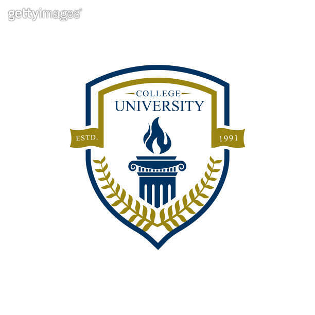 University college school badge design vector image. Education badge ...