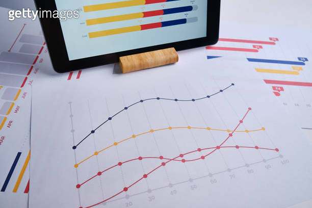Financial graphs, statistics diagram and data. Annual presentation ...