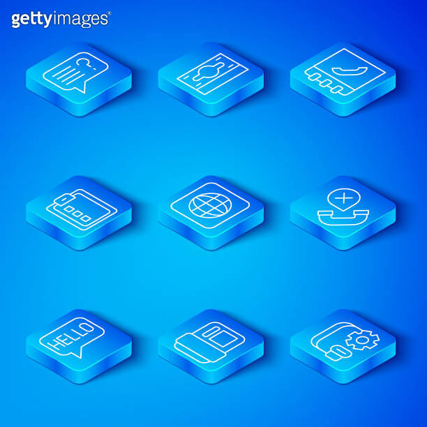 Set line Hello in different languages, Worldwide, Telephone handset ...