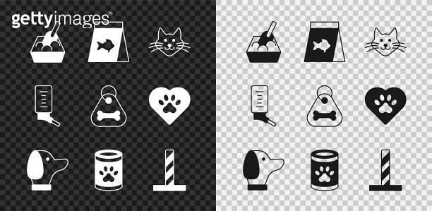 Set Cat litter tray with shovel, Food for fish, Dog, Canned food ...