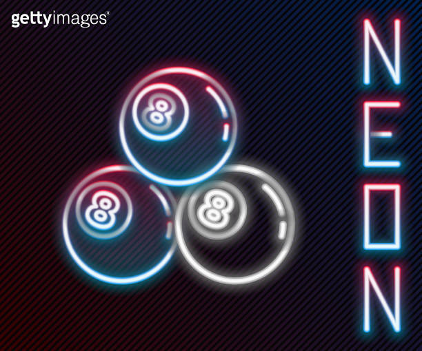 Glowing neon line Billiard pool snooker ball with number 8 icon ...