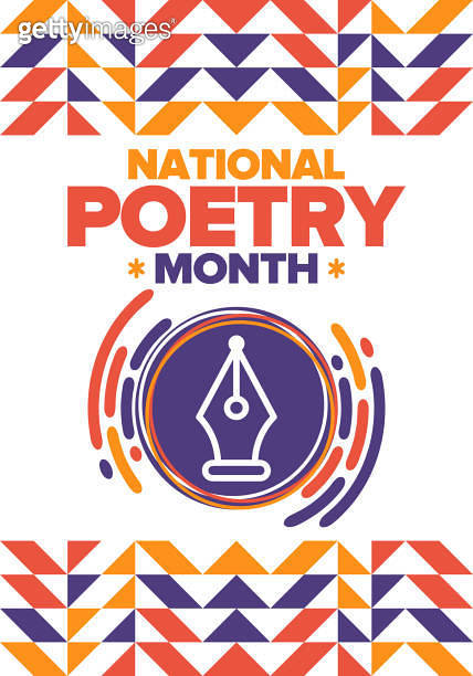 National Poetry Month in April. Poster with handwritten lettering ...