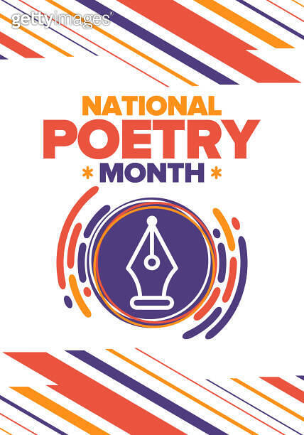National Poetry Month in April. Poster with handwritten lettering ...