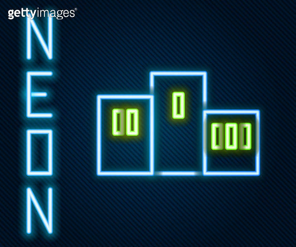Glowing neon line Award over sports winner podium icon isolated on ...