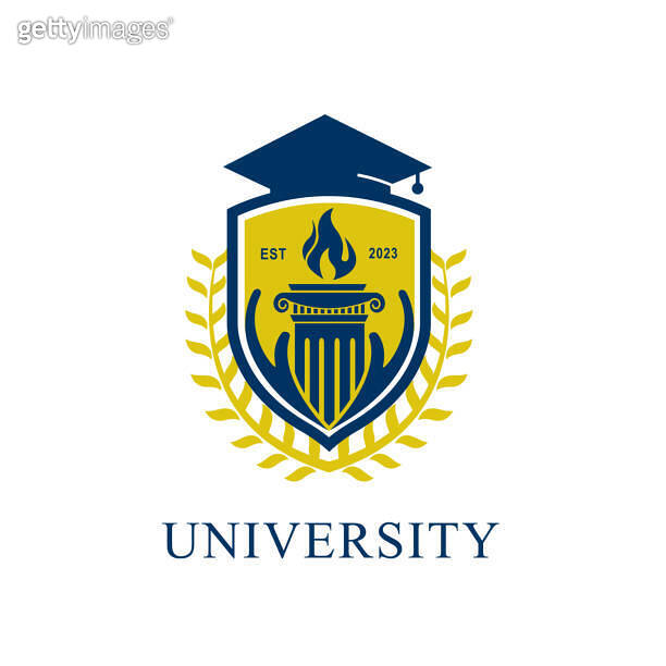 University college school badge design vector image. Education badge ...