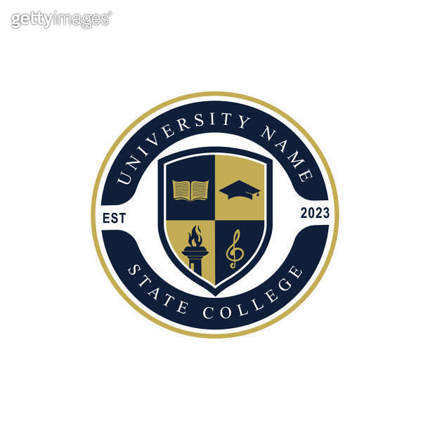 University college school badge design vector image. Education badge ...