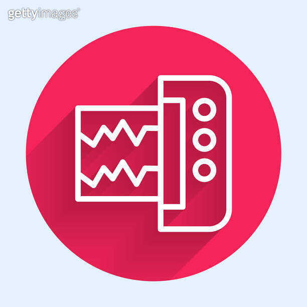 White line Seismograph icon isolated with long shadow background ...