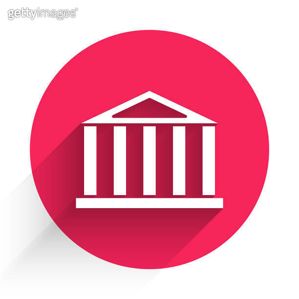 White Parthenon from Athens, Acropolis, Greece icon isolated with long ...