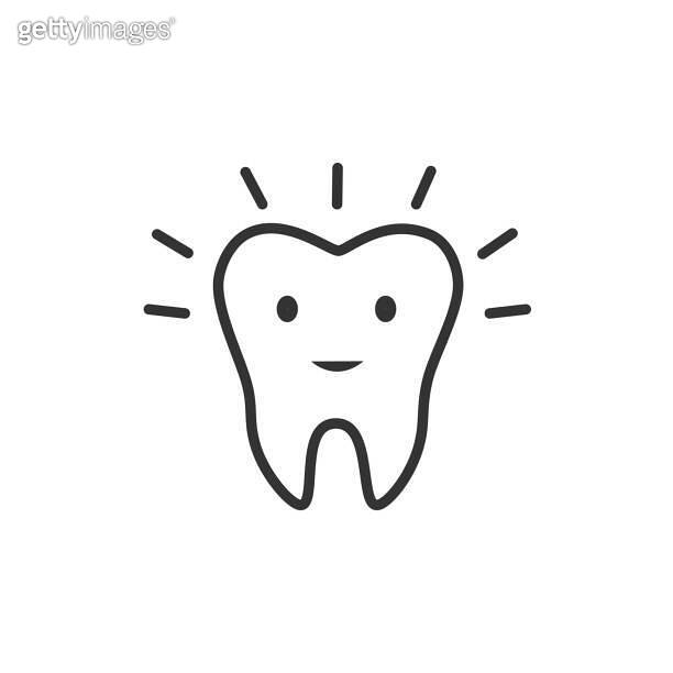 Healthy tooth icon. Clean tooth sign. Cavity free white teeth symbol ...