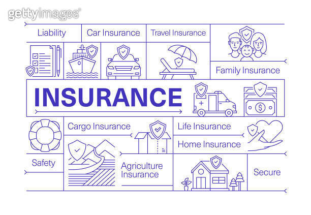 Insurance Line Icon Set and Banner Design 이미지 (1470976285) - 게티이미지뱅크