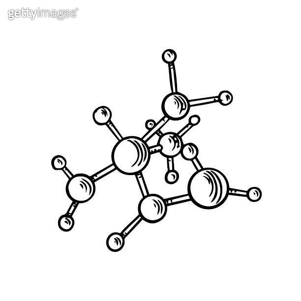 Chemical formula or molecule sketch. Medicine drawing. Vector doodle ...