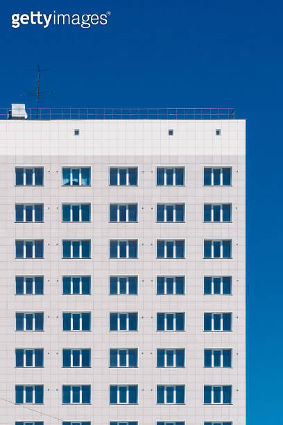 Geometric backdrop with lots of window rows. Simple classic design high ...